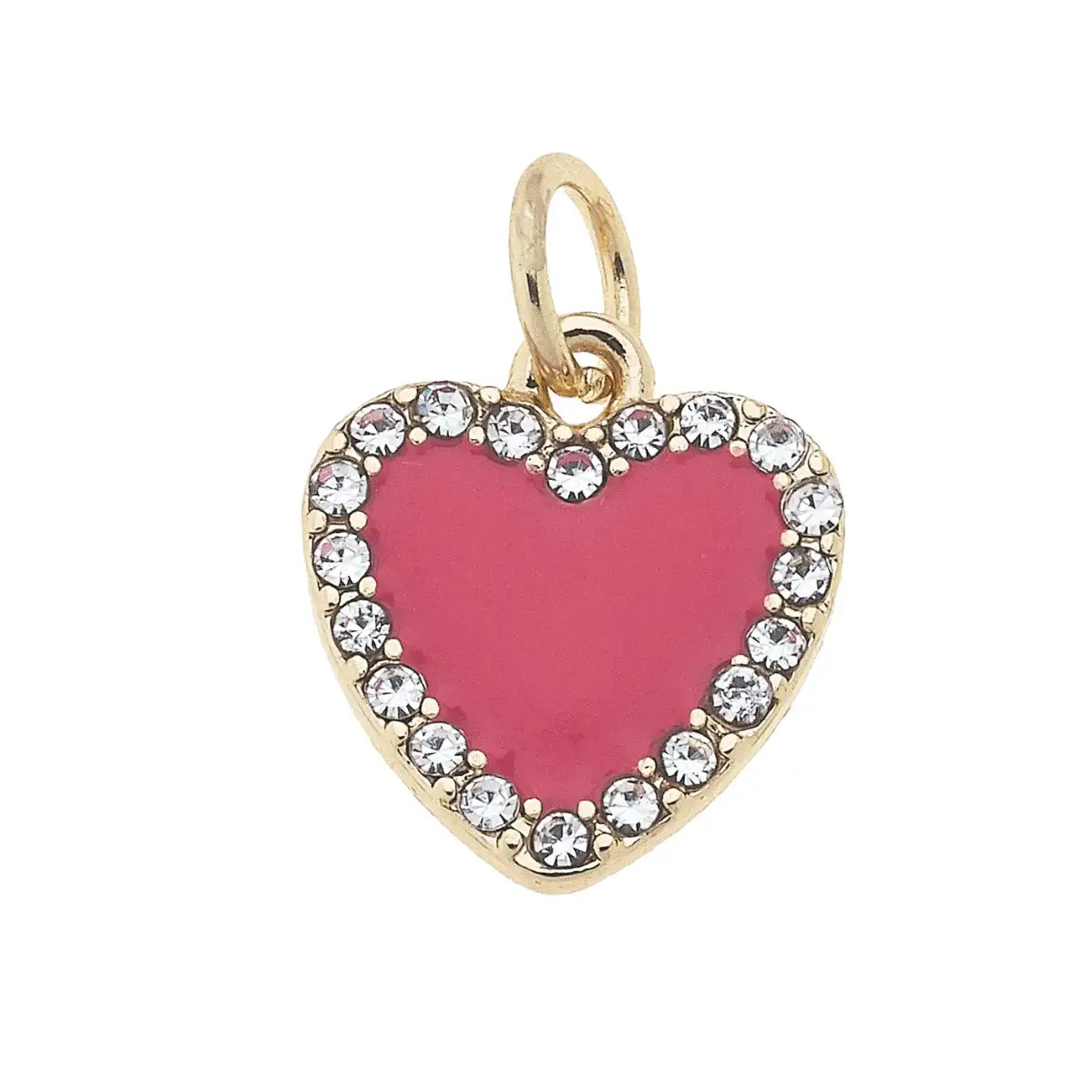 💖 Canvas Style Pavé Enamel Heart Charm – Fuchsia – Deja Nu Tx