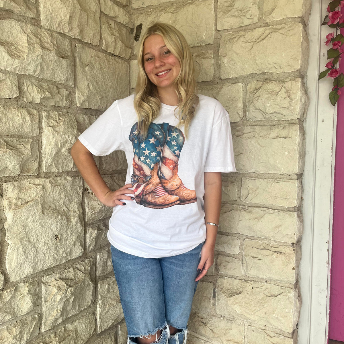 J. Coons American Flag Cowboy Boots Tee – Deja Nu Tx