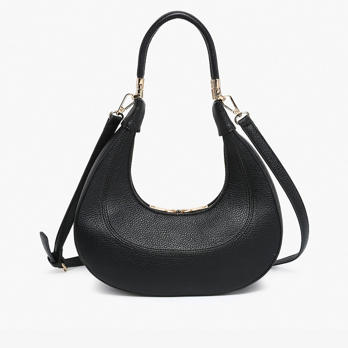 Jen & Co. Clara Convertible Crescent Shoulder Bag – Black Vegan Leathe ...