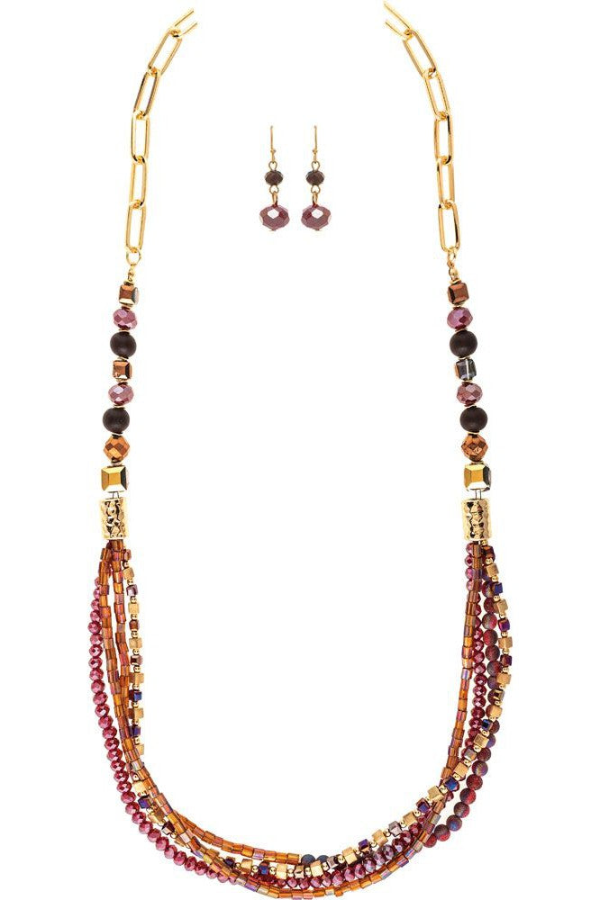 Rain Jewelry Gold Red Layered Bead Necklace Set – Deja Nu Tx
